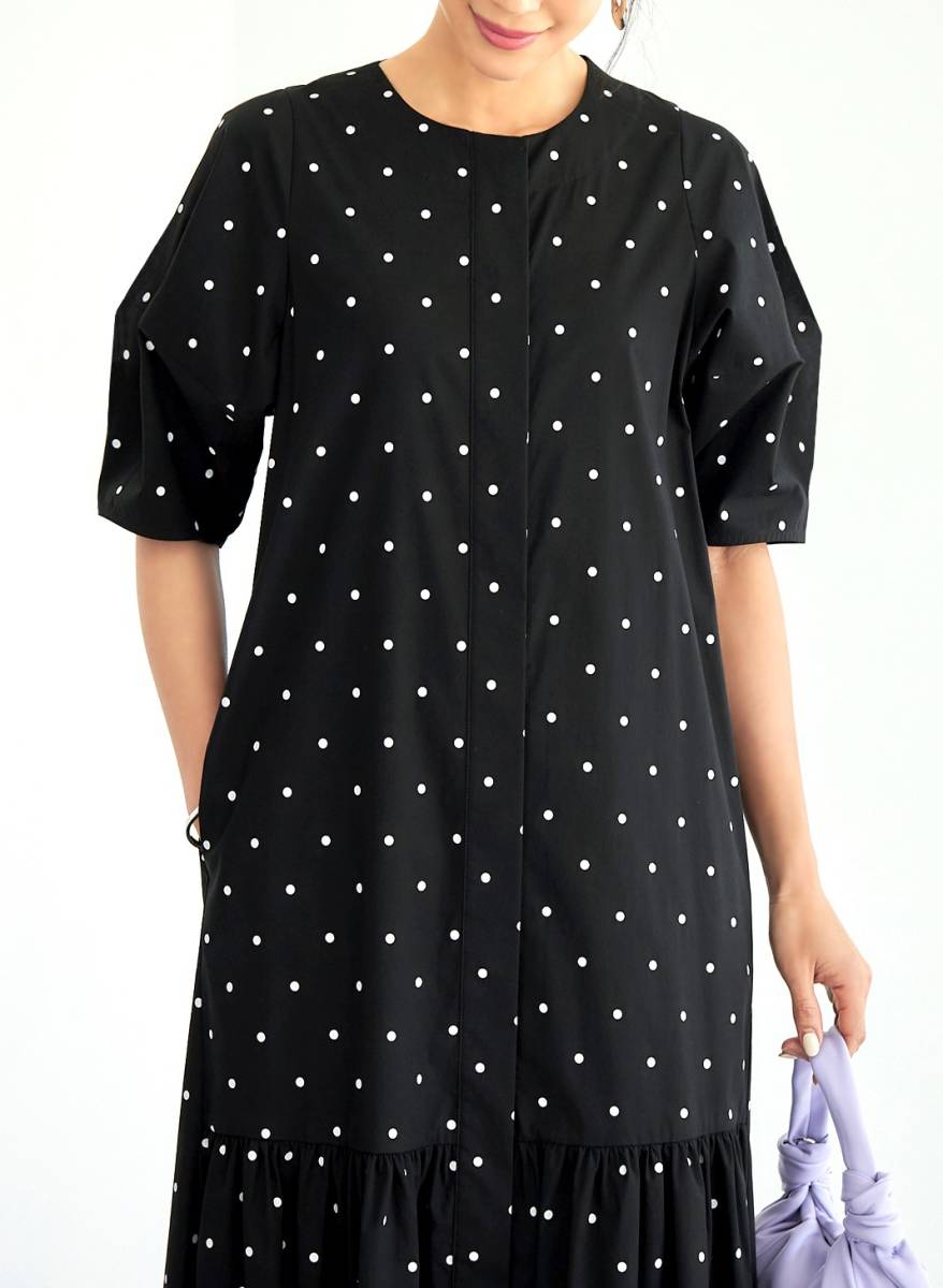 日本代購代標第一品牌【樂淘letao】－ 【STYLE DELI】【LUXE】ドット柄マーメイドワンピース／ブラック・01サイズ