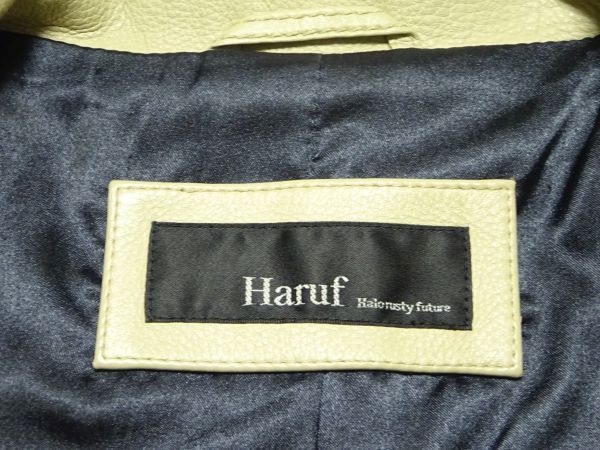 Yahoo!オークション - Haruf レザージャケットLL/ハルフアイボリー系...