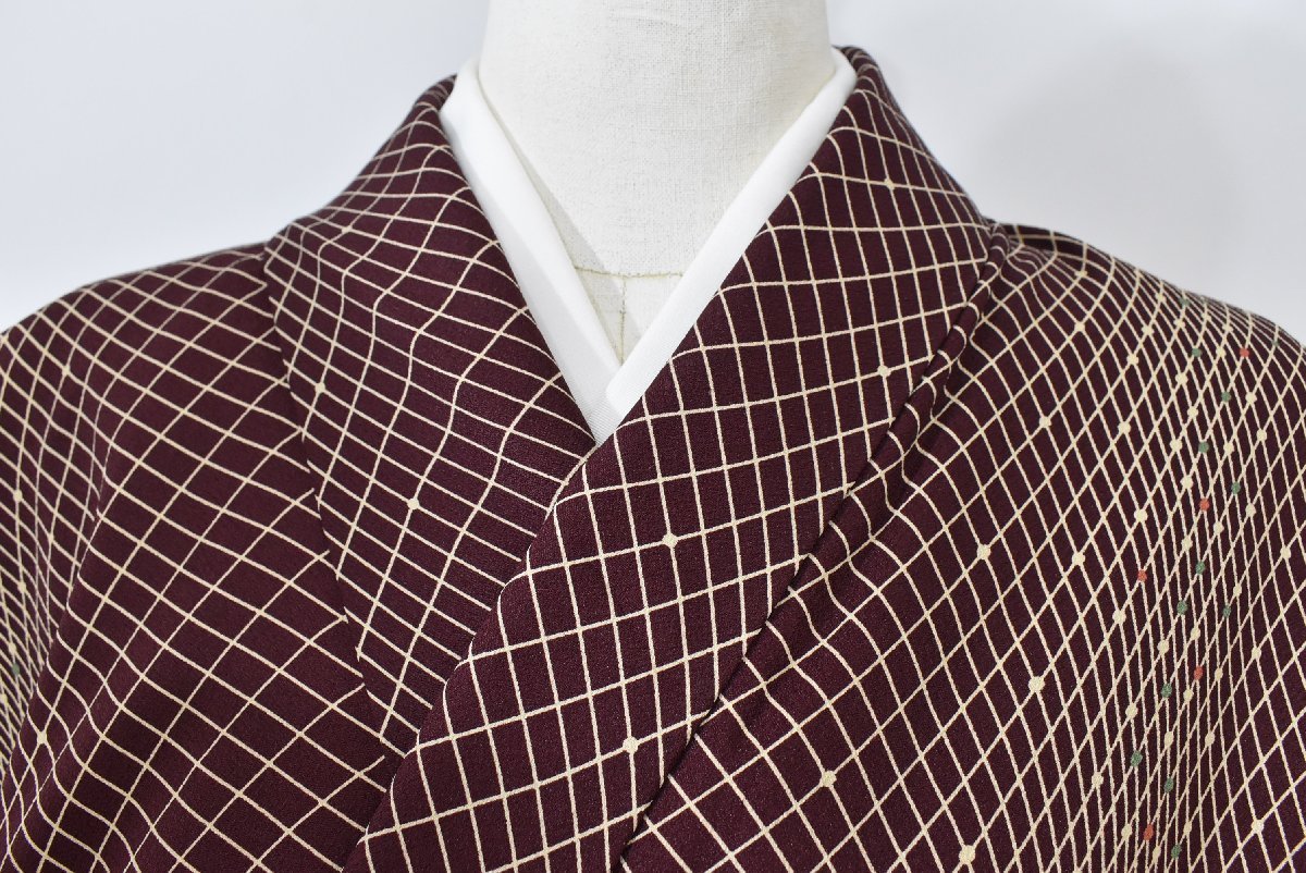 Yahoo!オークション - 小紋 着物 幾何学模様 モダン おしゃれ 身丈161c...