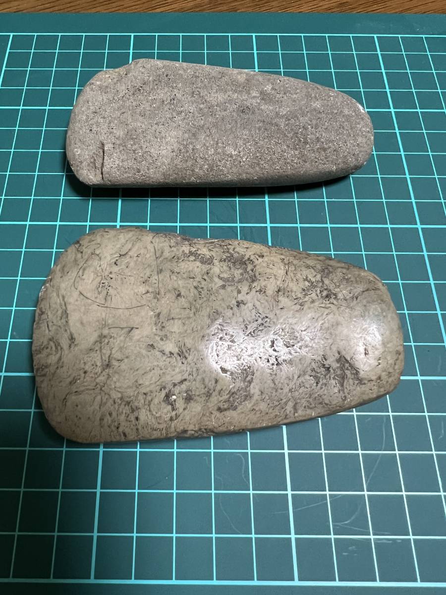 ★【コレクション出品3】「磨製石器、石斧、出土品」縄文時代、伝栃木県内出土、約209gと約136g、出土品 検／旧石器時代・古墳時代★ - 工芸品