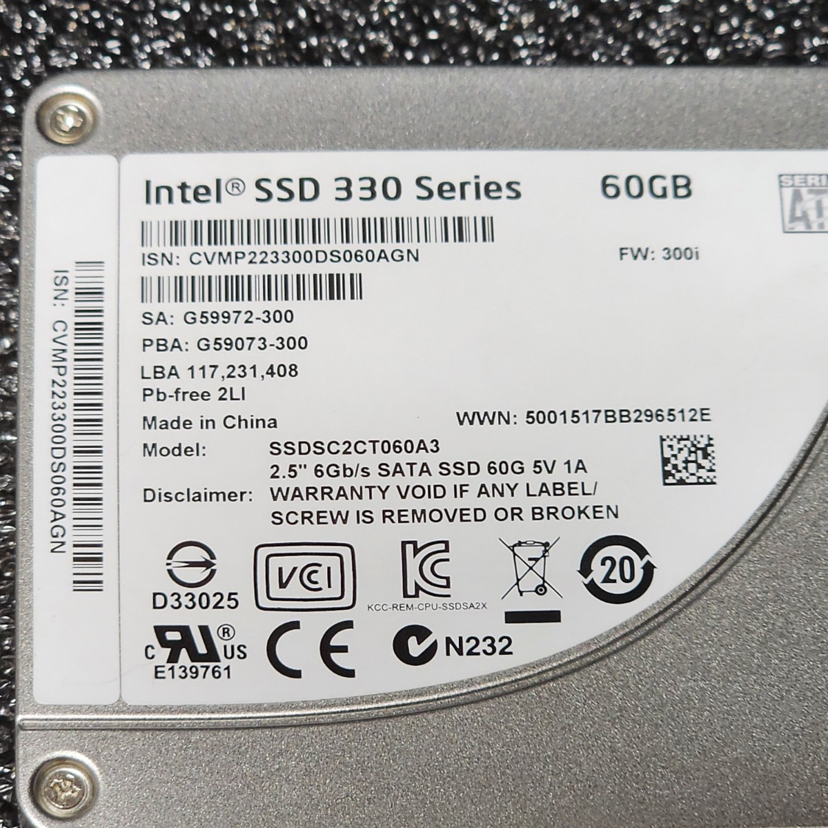 Yahoo!オークション - INTEL SSD 330 SERIES(SSDSC2CT060A3) 60GB SATA...