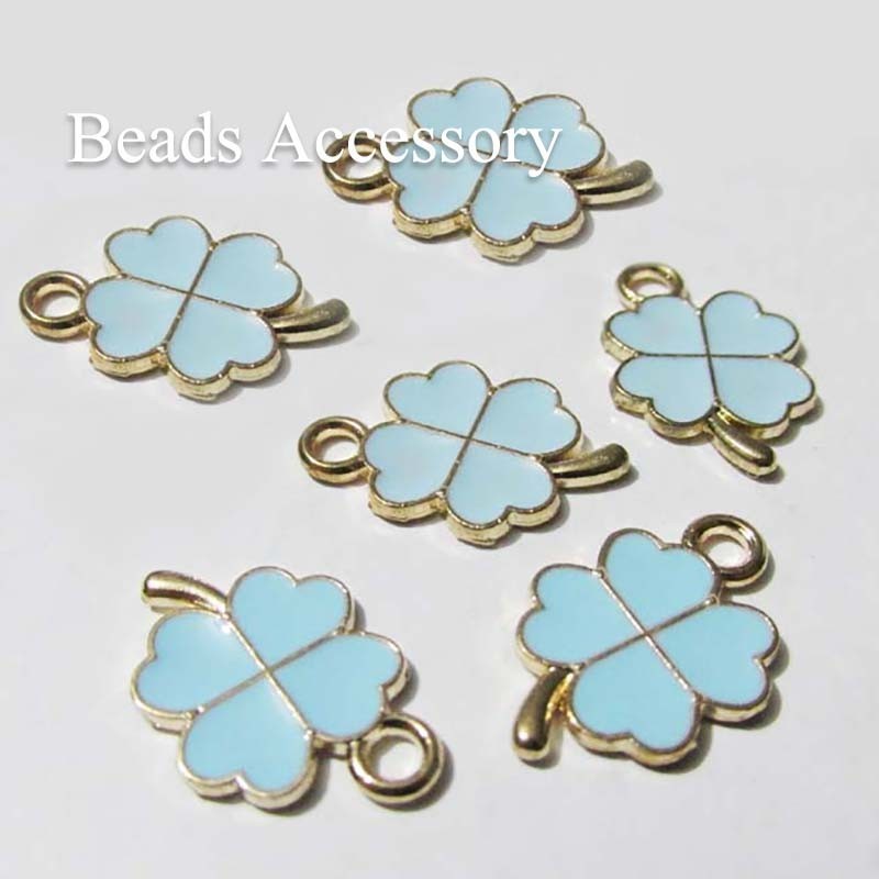 Yahoo!オークション - BA-1816 クローバー 18×12mm ゴールドに水色カ...