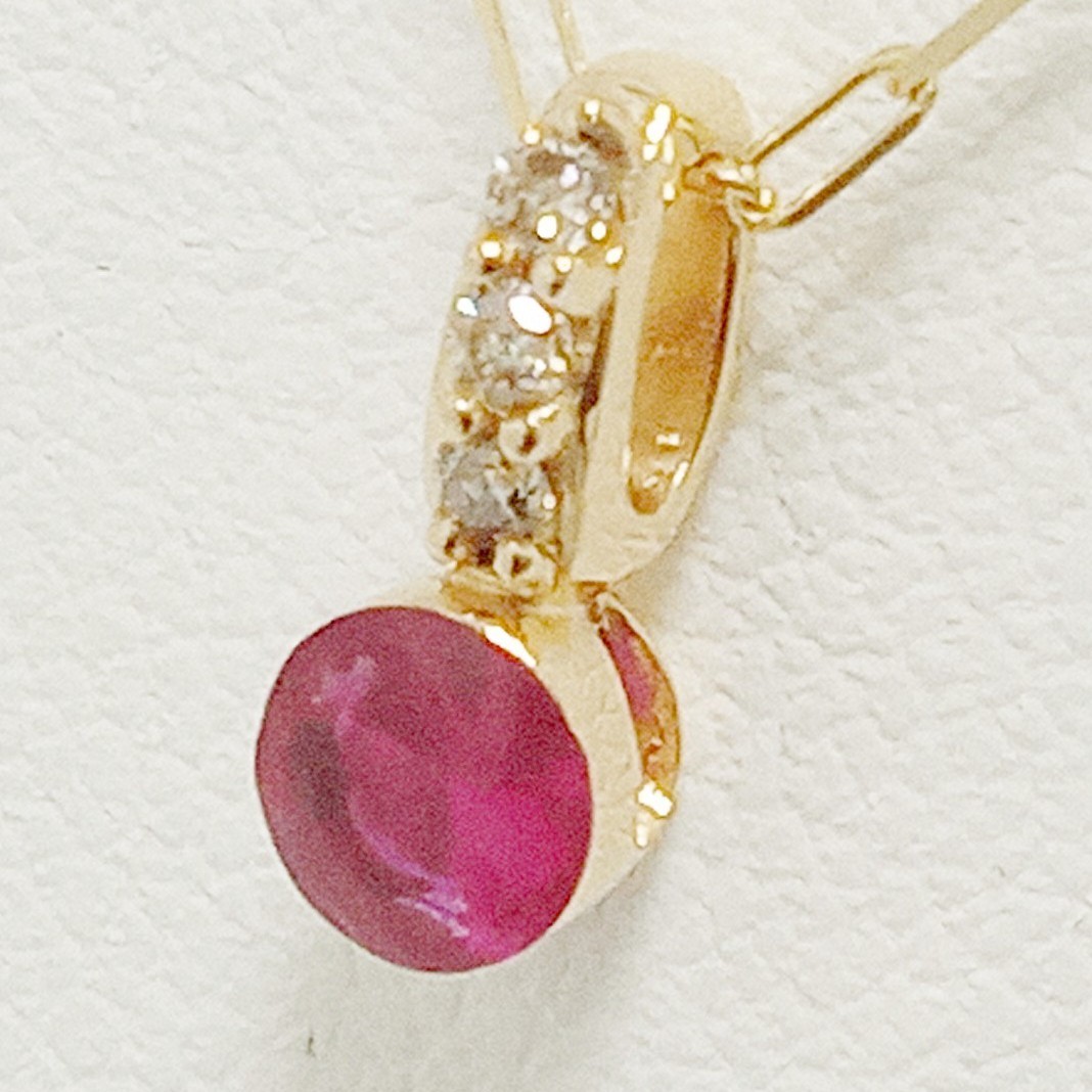 K18 約 50cm 総重量約1.8g D0.02ct ゴールド 18金 ダイヤモンド カラーストーン ピンク系 ネックレス アクセサリー(イエローゴールド)｜売買されたオークション情報 ...