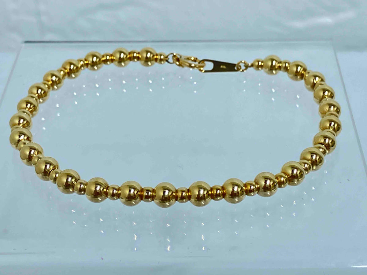 Yahoo!オークション - K18／イエローゴールド／ボールチェーンブレスレ...