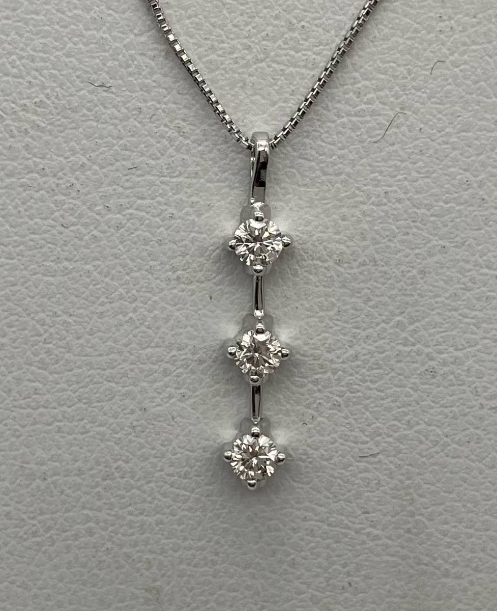 Yahoo!オークション - K18WG ダイヤ 0.24ct 48cm 2.7g ネックレス ホワ...