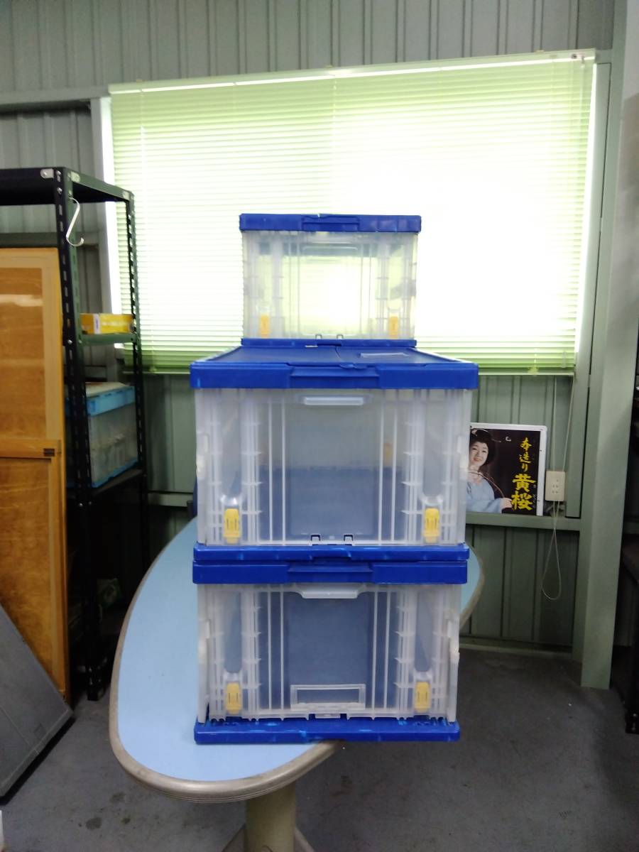 Yahoo!オークション - 蓋付き折りたたみコンテナ 70L 5枚1組 6箇所ロッ...