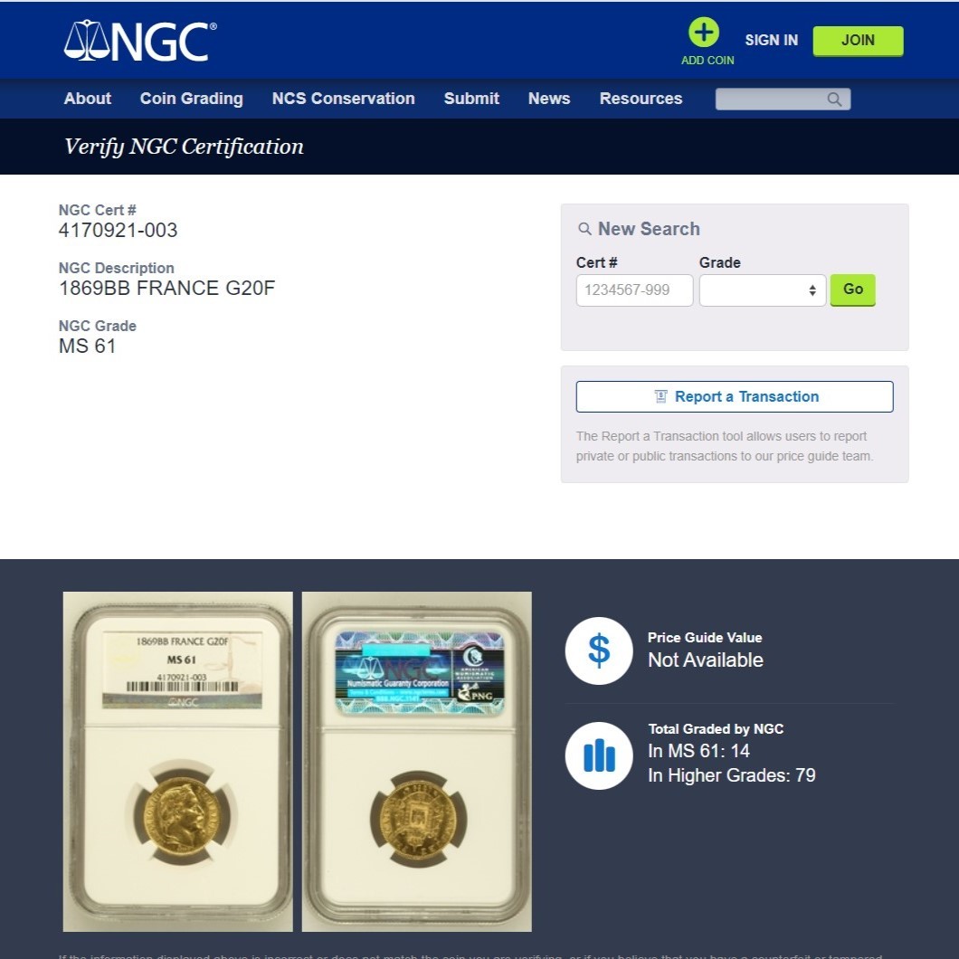 のナポレオン金貨 1869年/フランス/MS61/ナポレオン3世/金貨/20フラン/NGC/稀少/アンティークコイン/(ヨーロッパ)｜売買されたオークション情報、yahooの商品情報を ...