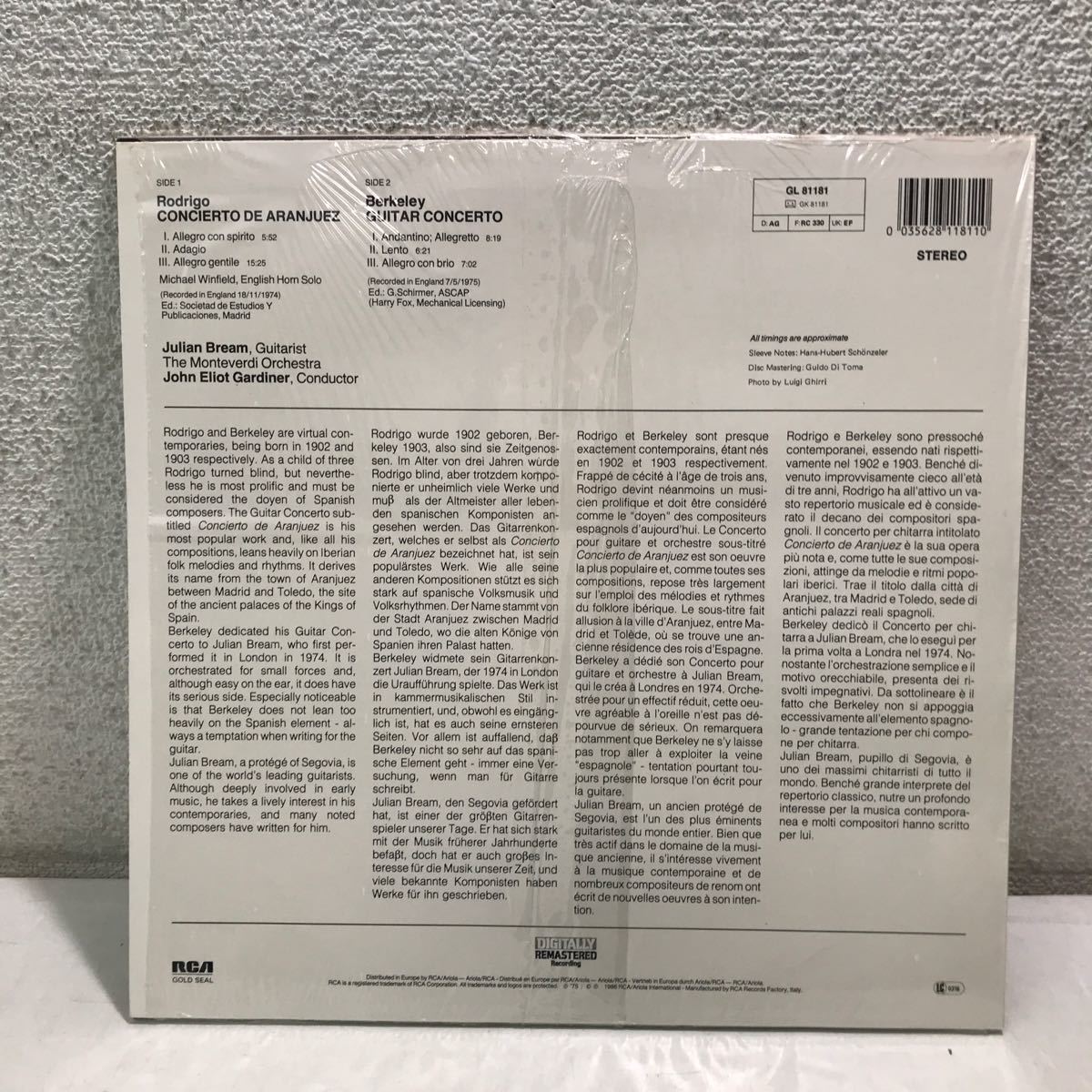 Yahoo!オークション - CB06 LP レコード イタリア盤 ロドリゴ/バークレ...