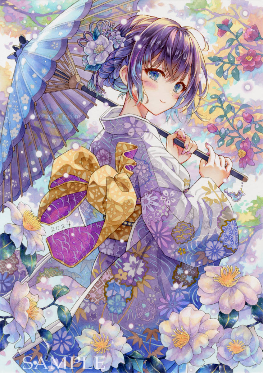 Yahoo!オークション - moco 手描きイラスト 「冬・花・和」/オリジナ...