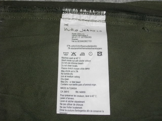 Yahoo!オークション - 美品 NUDIE JEANS スリムアダム BUNKER W27 L32 ...