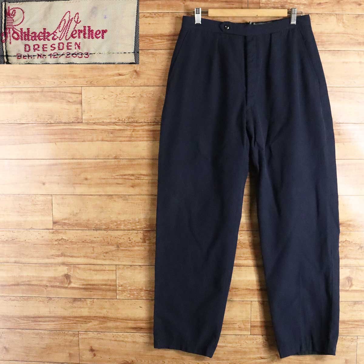 K8J/R12.25-1 ユーロヴィンテージ ドイツ古着 スラックス パンツ ワンタック ボタンフライ スーツ メンズ W76 ネイビー(Mサイズ)｜売買されたオークション情報、yahooの ...