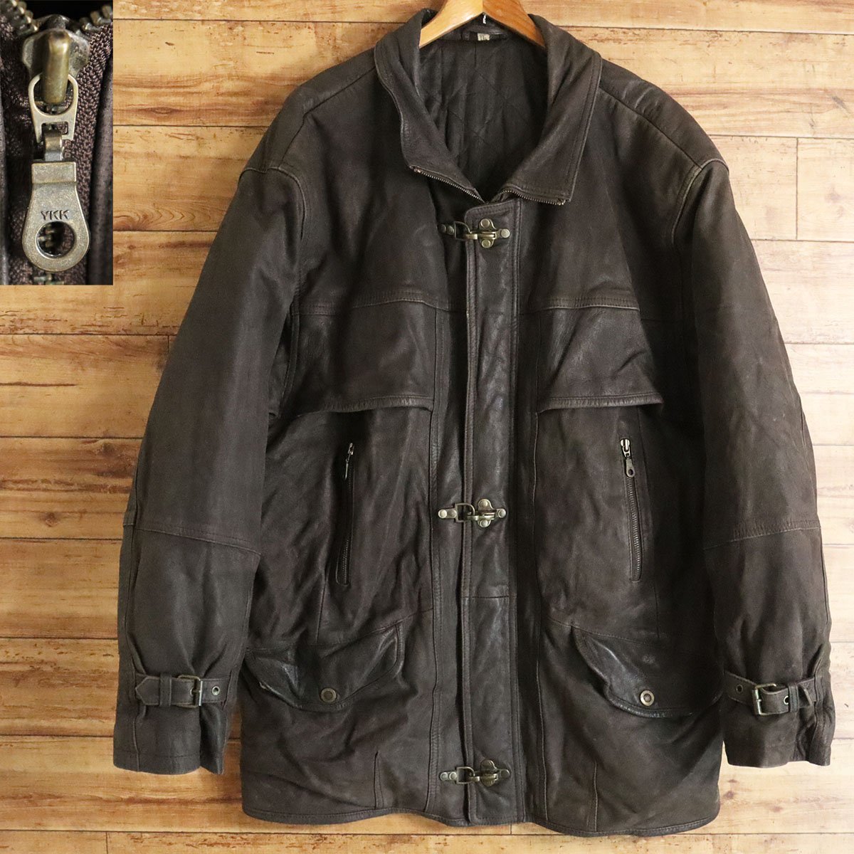 Yahoo!オークション - J6J/Y8.8-3 フランス古着 本革 レザーファイヤー...