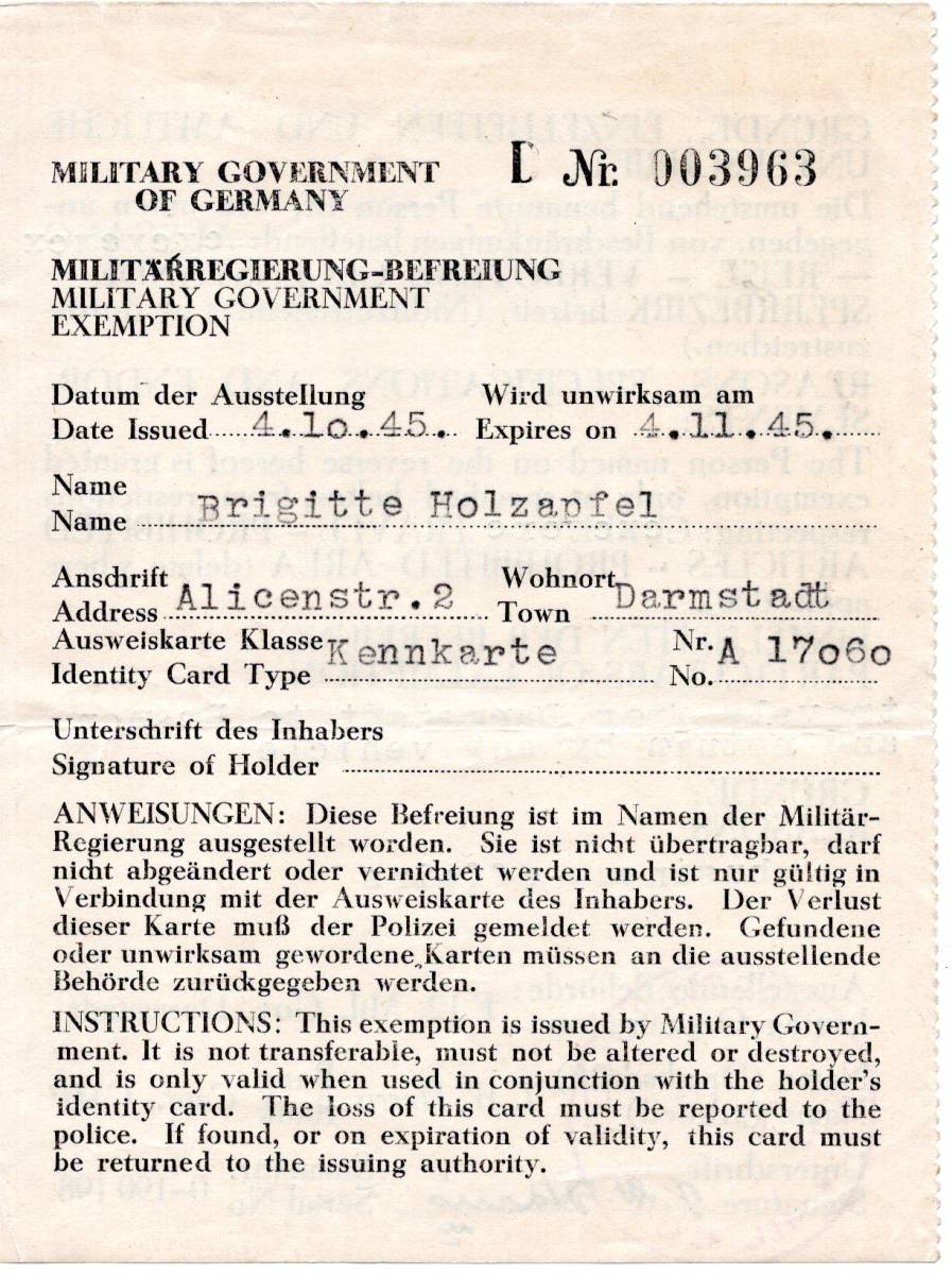 改〒 TCE 74751 - ドイツ/戦後米占領地 1945年 英占領地への通行許可証(その他)｜売買されたオークション情報、yahooの商品情報をアーカイブ公開 - オークファン ...