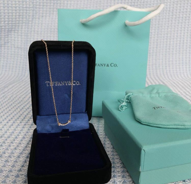 Yahoo!オークション - Tiffany & Co. Tスマイル ネックレス ローズゴー...