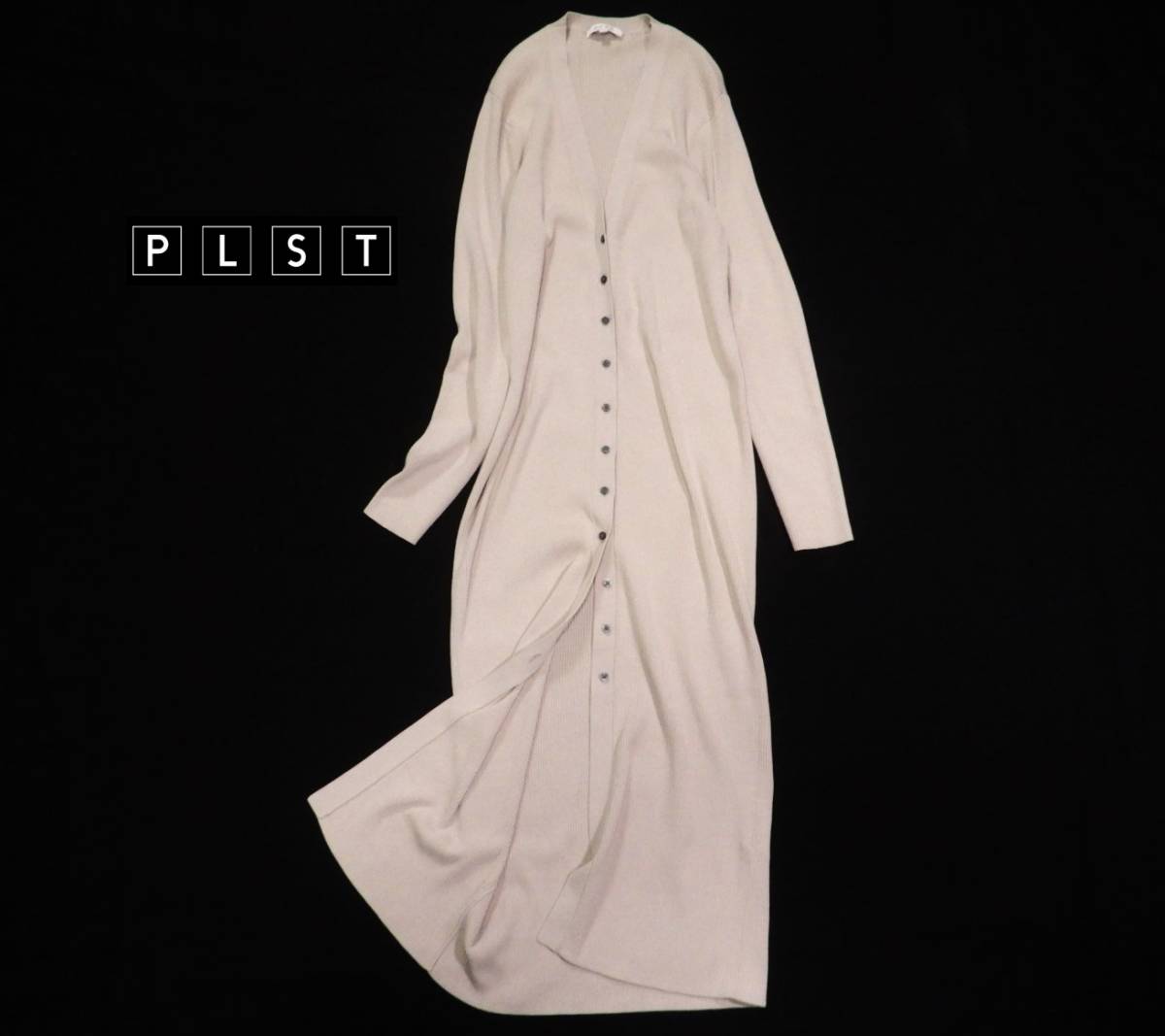 Yahoo!オークション - プラステ PLST 使える リブ ロング カーディガン...