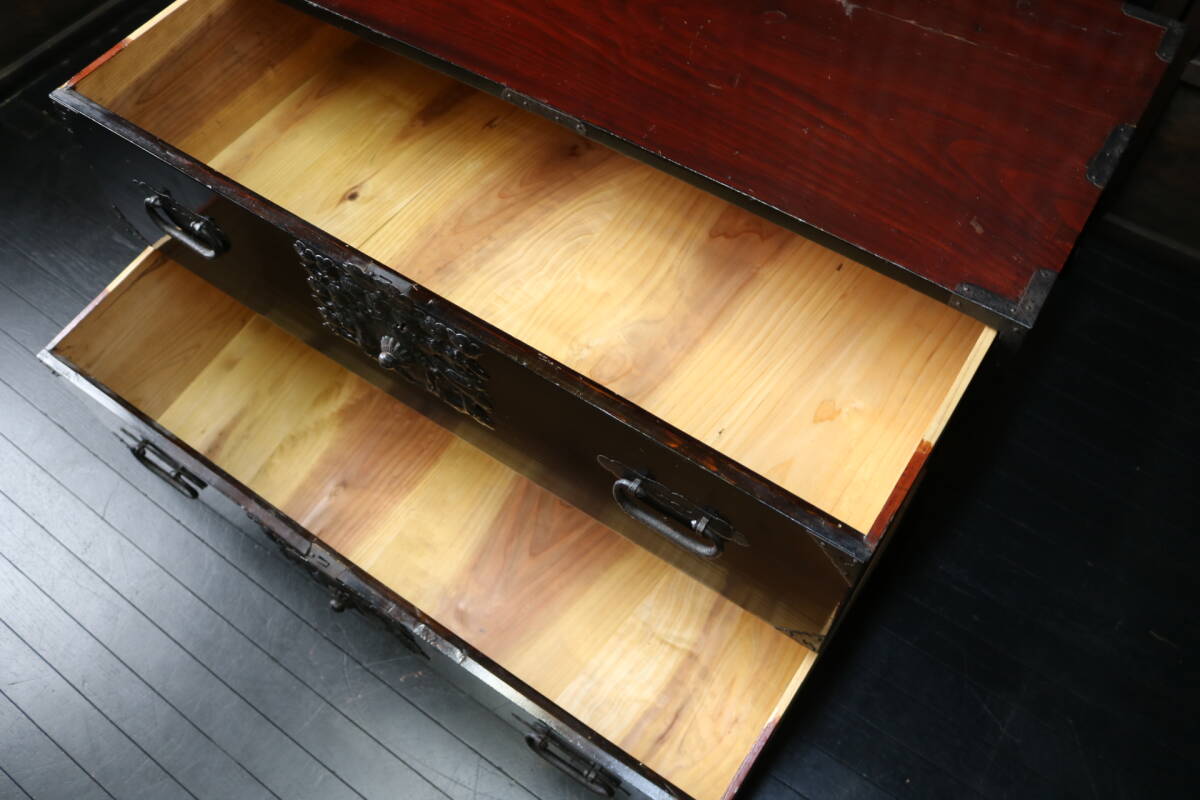 Yahoo!オークション - B37.和モダン 古民芸 サイズ良 古い時代箪笥山形...