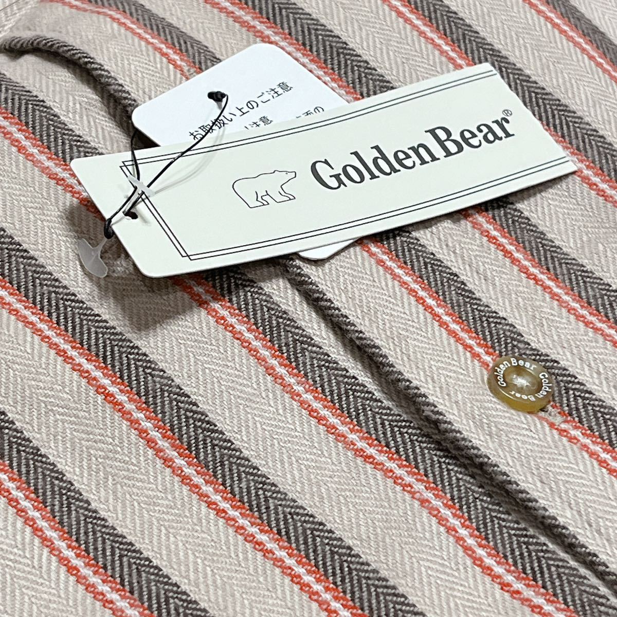 日本代購代標第一品牌【樂淘letao】－T 未使用 ゴールデンベア Golden Bear シャツ 長袖シャツ ストライプ Lサイズ メンズ ブラウン系 レッドストライプ ブランドロゴ 綿100%