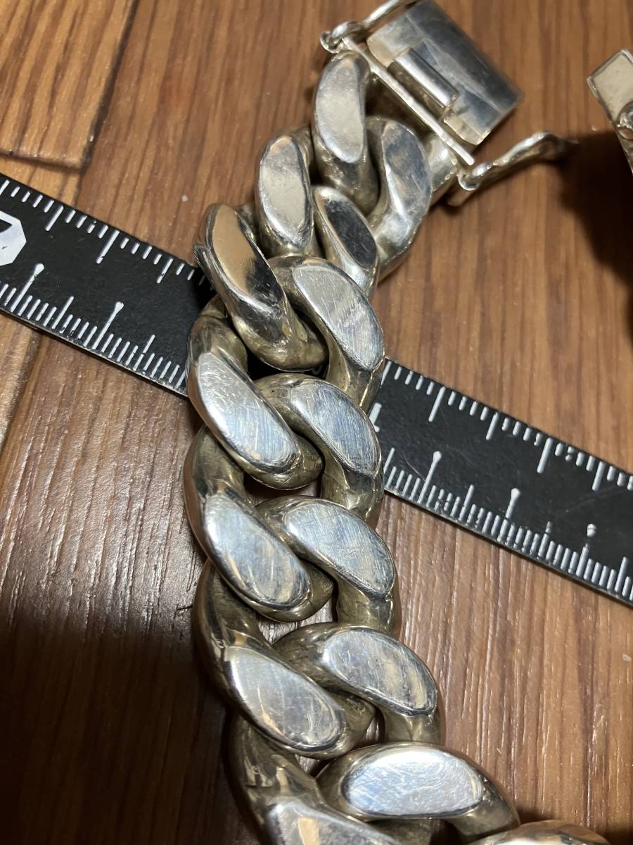 日本代購代標第一品牌【樂淘letao】－シルバー925喜平ブレスレット超極太チェーンブレス超重量273g横幅20mm厚み6mm現物資産価値銀無垢25cm2面体喜平IDプレート15rink喜平ブレス