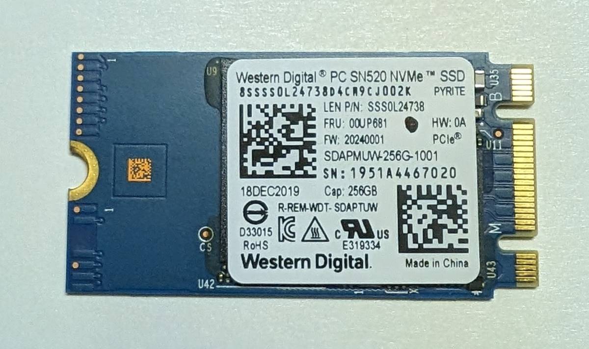 Yahoo!オークション - WD 2242 SSD SN520 NVMe SDAPMUW 256GB 使用1036...
