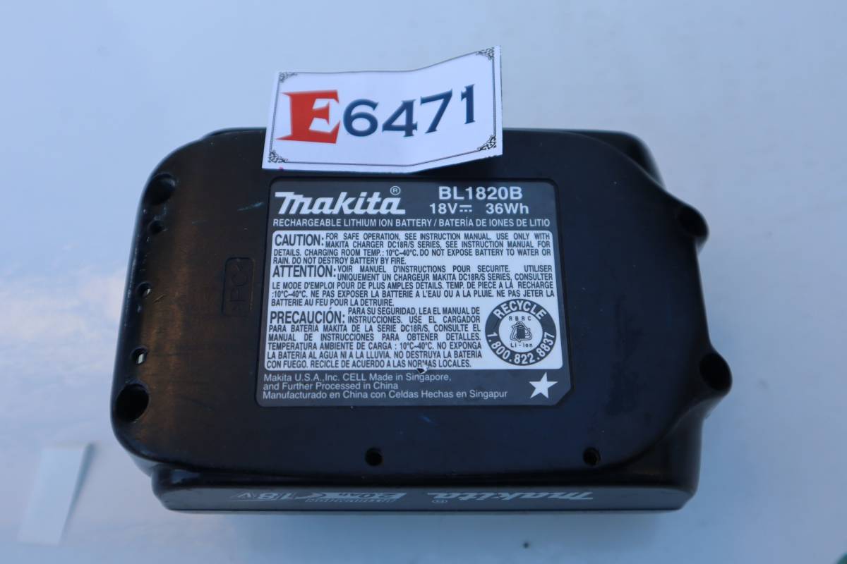 Yahoo!オークション - E6471 Y マキタ純正バッテリーBL1820B 18V 36Wh