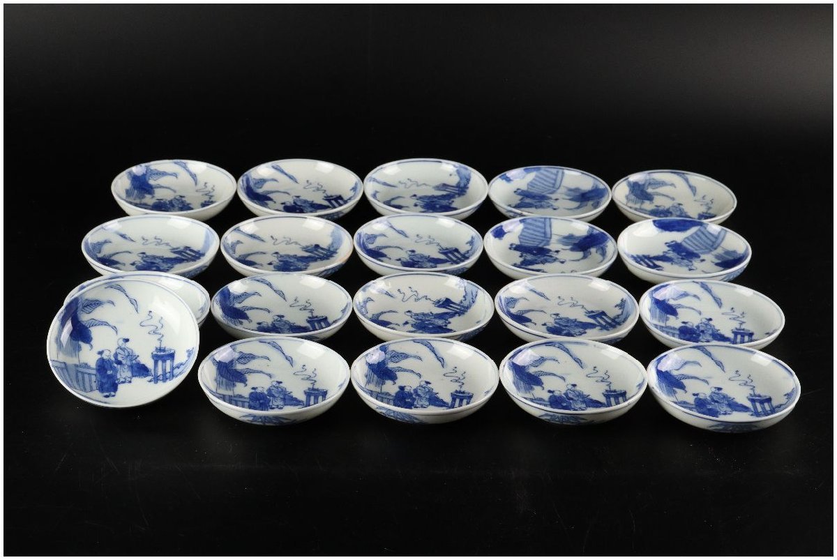 Yahoo!オークション - [URA]染付賢人文皿20客/A14/5-s12-113 (検索)骨...