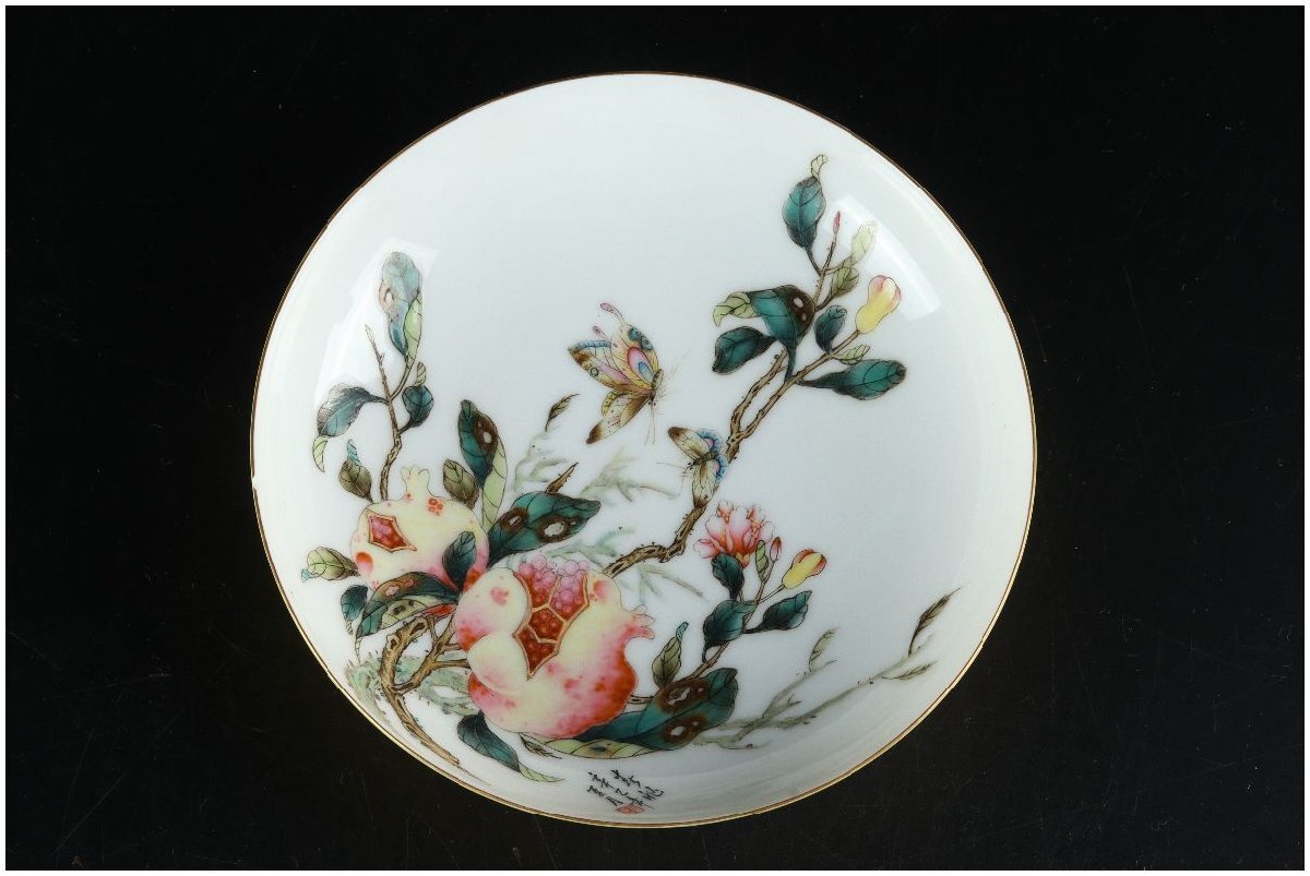 Yahoo!オークション - [URA]中国美術/清代末期/静遠堂製/金縁色絵柘榴...