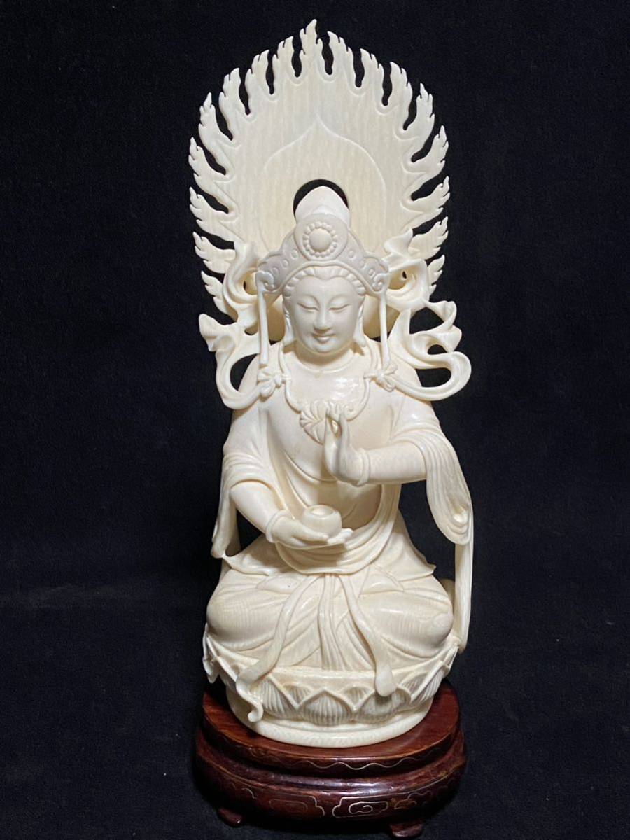 象牙風観音菩薩 仏像 仏教美術 天然素材 芯料 置物 無病息災 仏教工芸品 本体高18.5cm，重385.4g 台付，台高2.8cm(仏像)｜売買されたオークション情報、yahooの商品情報を ...