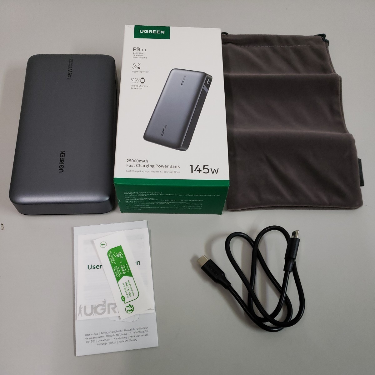 Yahoo!オークション - 602y0206 UGREEN PD3.1 モバイルバッテリー 145W...