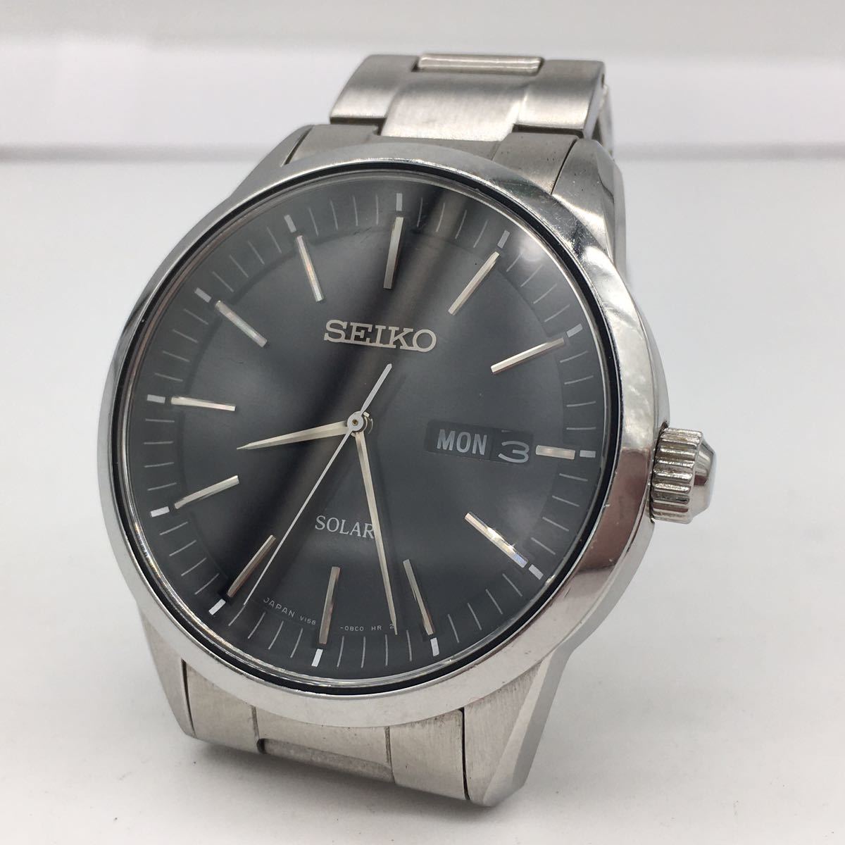 Yahoo!オークション - SEIKO セイコー ソーラー V158-0AM0 黒文字盤 デ...