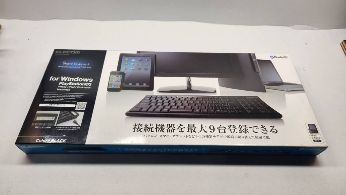 日本代購代標第一品牌【樂淘letao】－【8395】1円~ ELECOM 9nove Wireless keyboard フルサイズ TK-FBP044BK ブラック 完動品 中古品