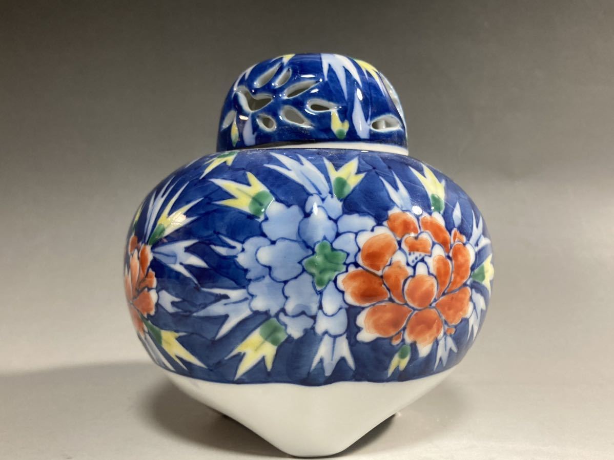 Yahoo!オークション - 【2A25】香炉 茶道具 香爐 花柄 花舟作 色絵透か...