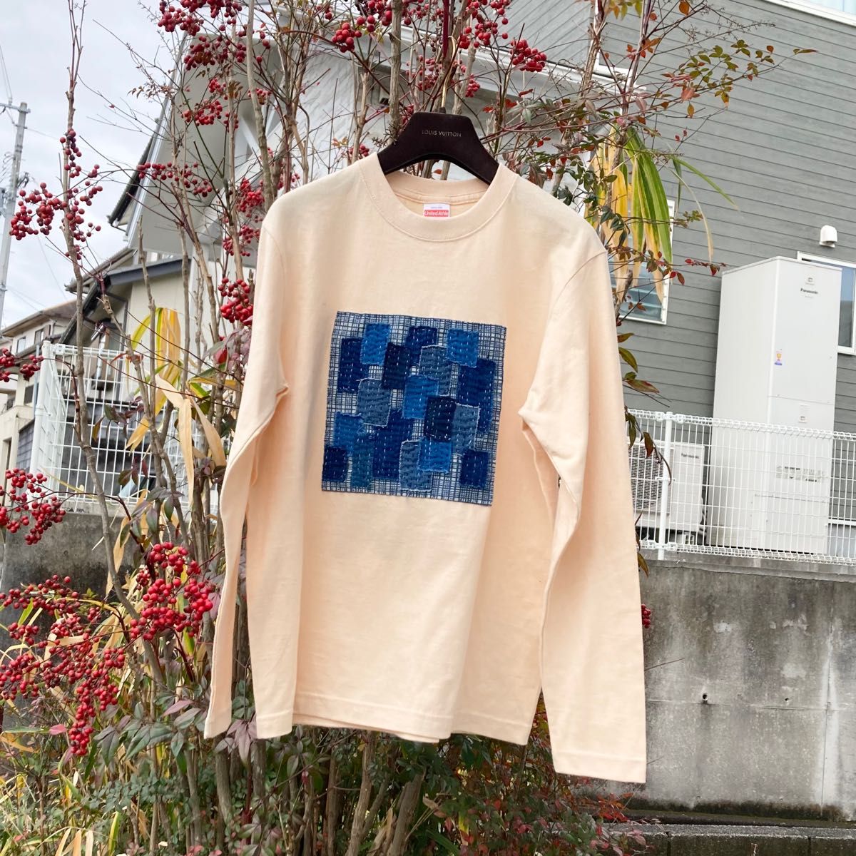 2331 size S 襤褸 tシャツ 古布 リメイク 藍染 藍染め パッチ 2331 size S 襤褸 tシャツ 古布 リメイク 藍染 藍染め パッチ