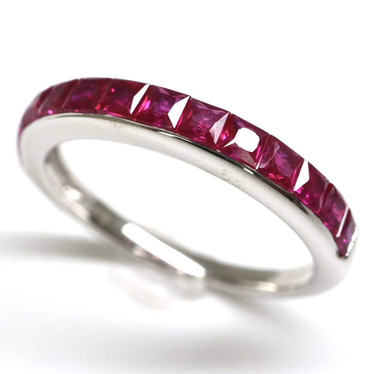 ソーティング付き K18 天然ルビー ハーフエタニティリング F 約2 3g 12号 Ruby ジュエリー Ring 指輪 Ea8 Ea8