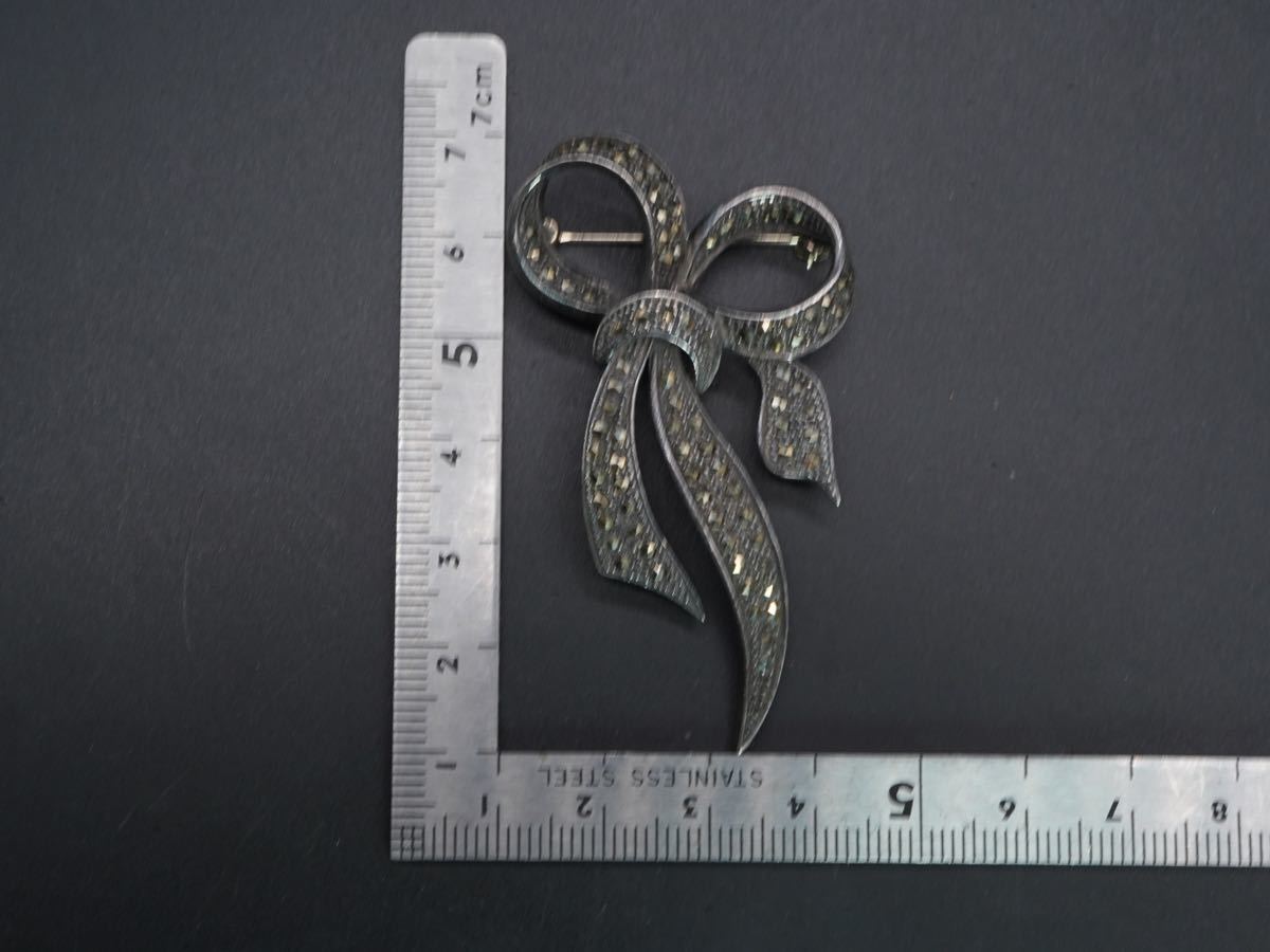 Yahoo!オークション - 【1191】SILVER シルバー 925 マーカサイト リボ...