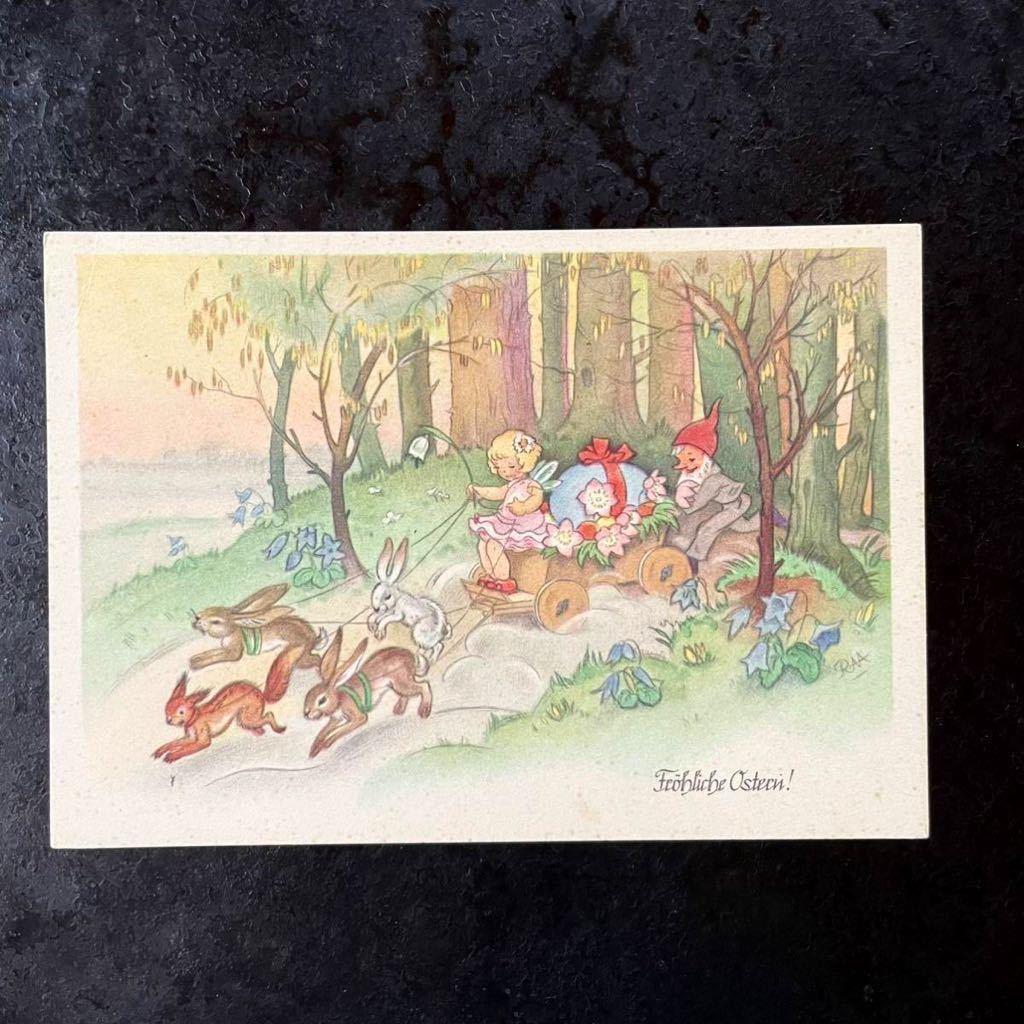 Charlotte Baron RAA ヴィンテージ ポストカード イースター 天使 女の子 うさぎ 小人 エンジェル 可愛い ドイツ 絵葉書(絵はがき、ポストカード)｜売買されたオークション ...