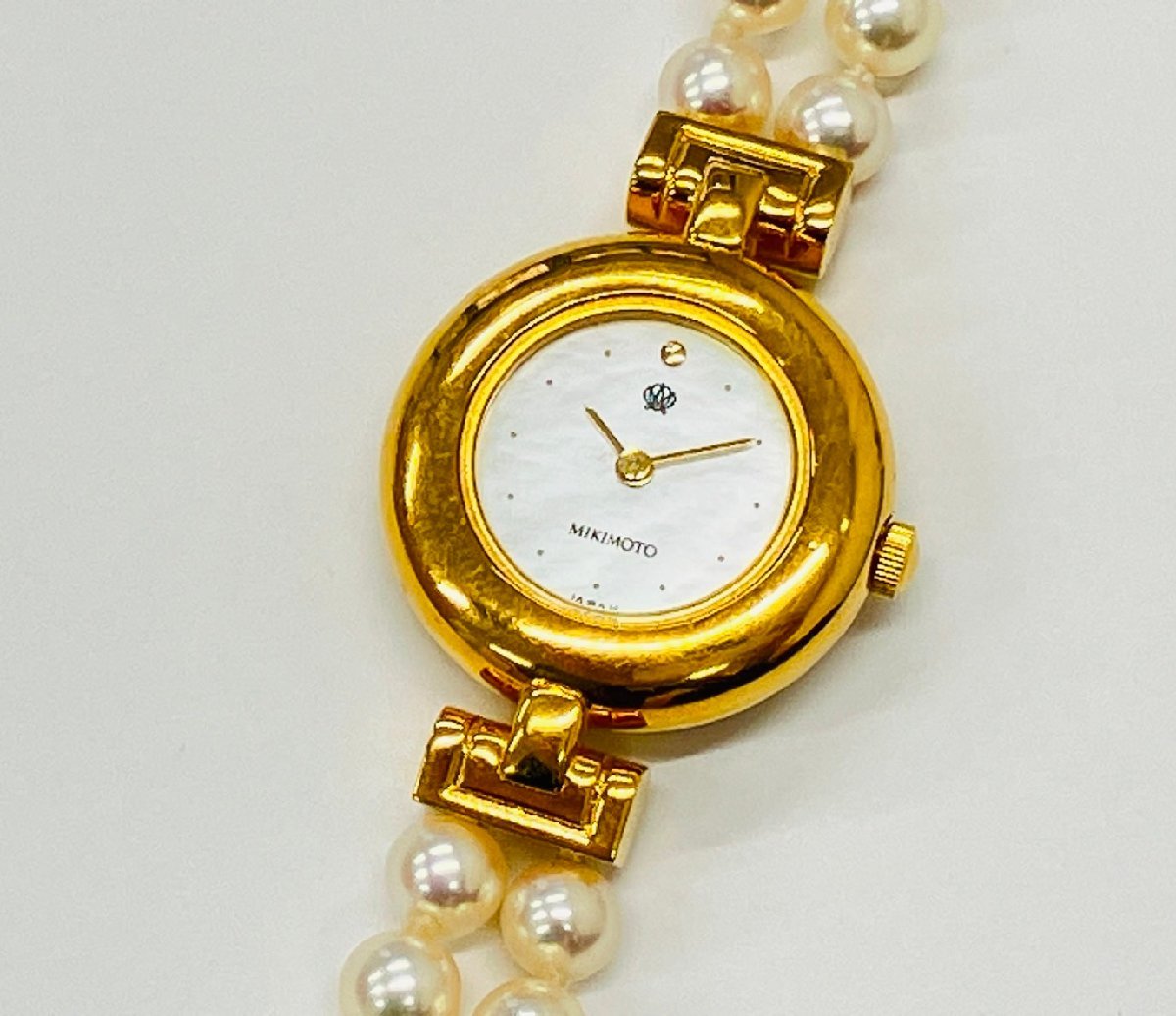 ミキモト×JAL限定 4N20-0941 600128 2連パール MIKIMOTO ブレス 腕時計 QZ クォーツ ラウンド 2針 シェル文字盤(2針（時、分）)｜売買されたオークション情報 ...