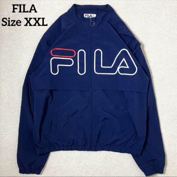 Yahoo!オークション - FILA フィラ ナイロンジャケット ロゴ 刺繍 ブル...