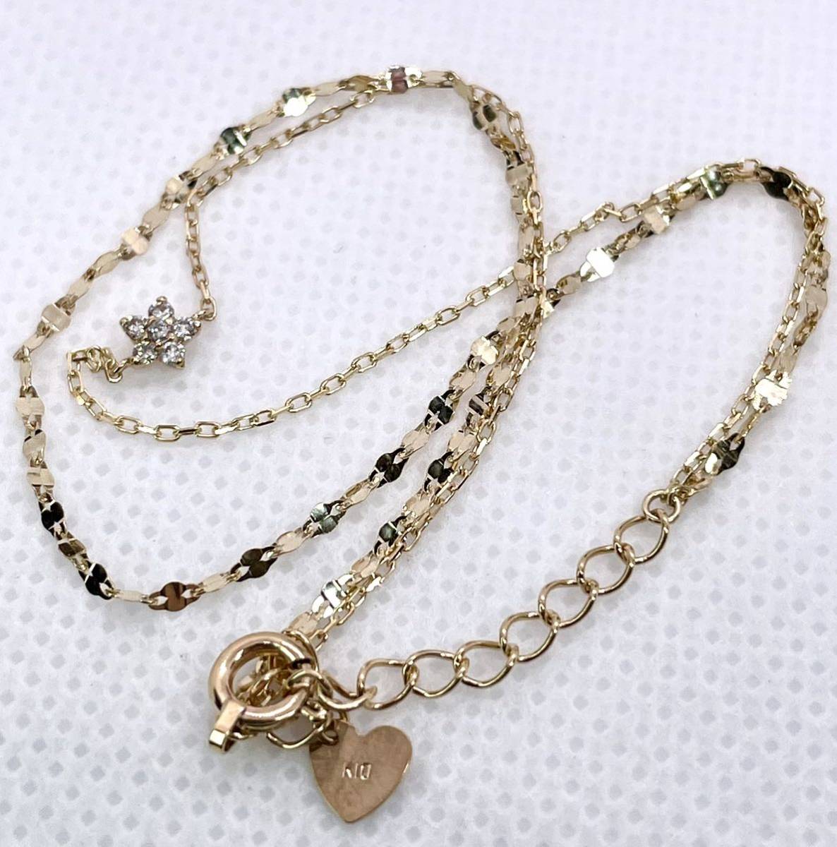 Yahoo!オークション - 組曲 K10YG 2連続チェーン ダイヤモンドブレスレ...