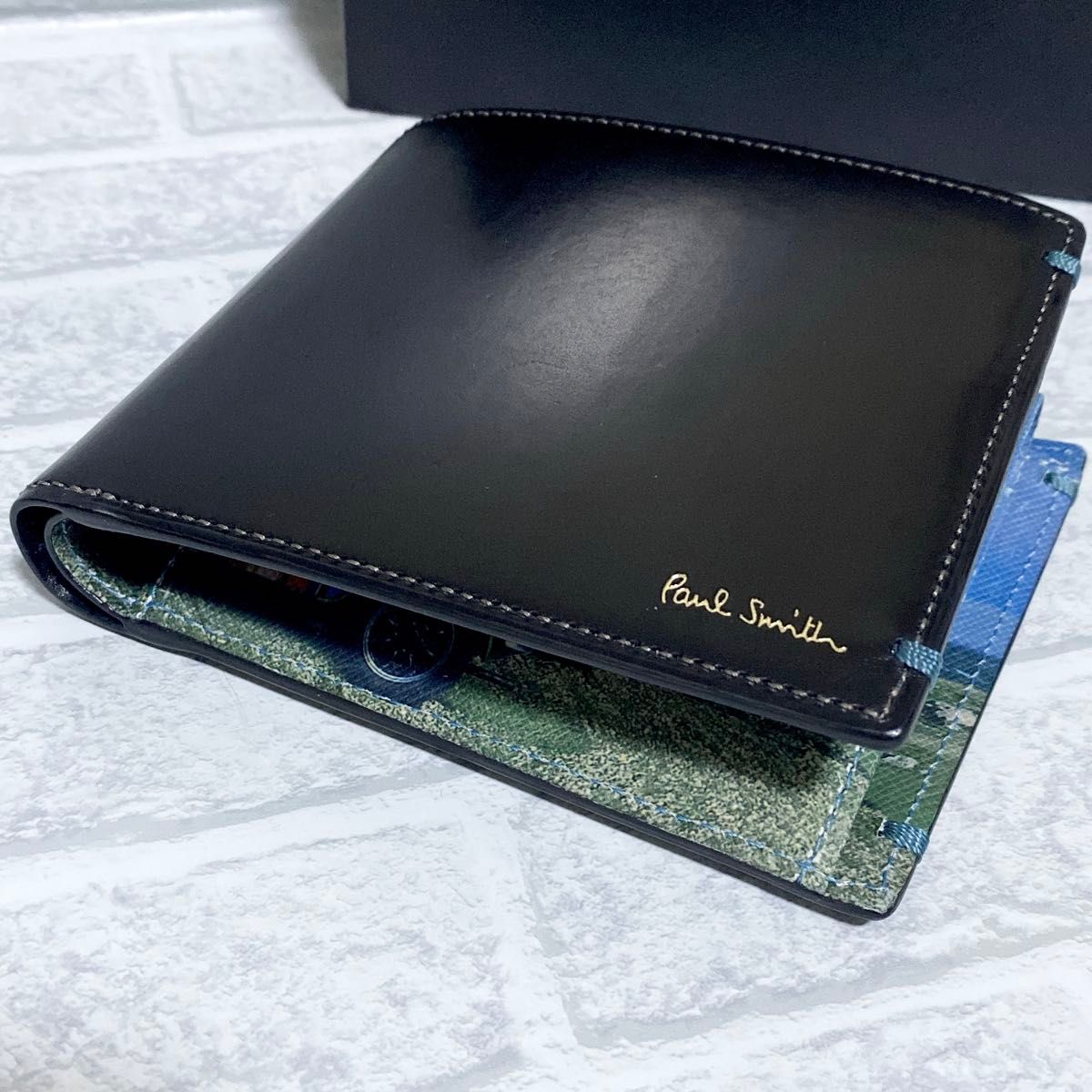 極美品 PaulSmith ポールスミス ブラック ブルー レザー 長財布 極美品 PaulSmith ポールスミス ブラック ブルー レザー 長財布