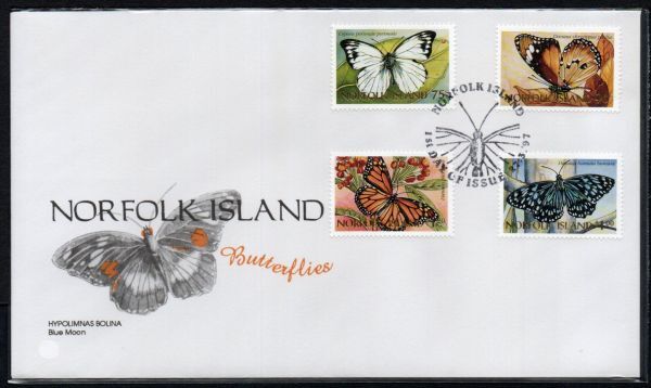 Yahoo!オークション - FDC J103 ノーフォーク島 昆虫 蝶 4V完貼り 1997...