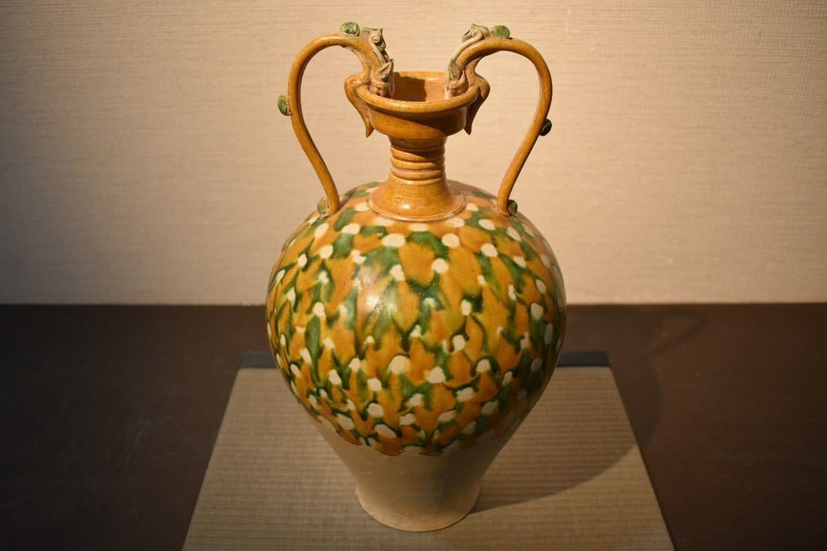 Yahoo!オークション - 【GE】Z122【コレクター所蔵品】時代 唐三彩双耳...