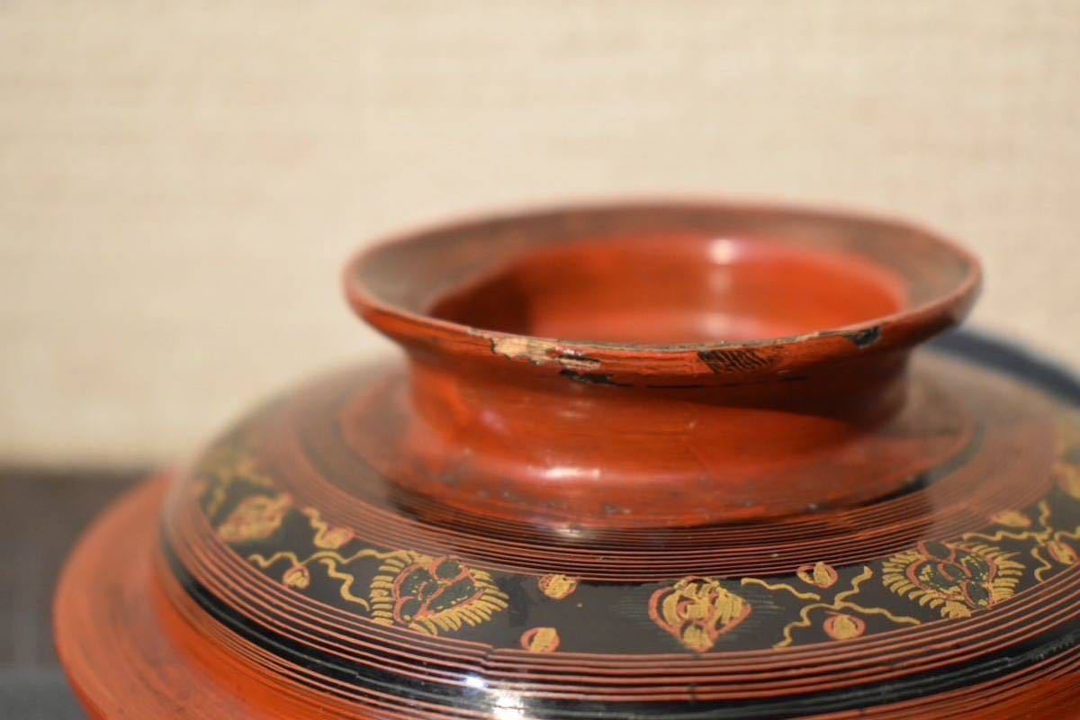 Yahoo!オークション - 【GE】E154【コレクター所蔵品】時代 タイ塗蓋物...