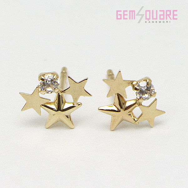 Yahoo!オークション - K10YG スタッドピアス ジルコニア スターモチー...