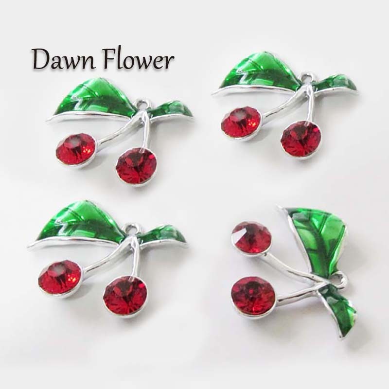 Yahoo!オークション - 【D-1273】5pcs チェリー 30×28mm レッド チャ...