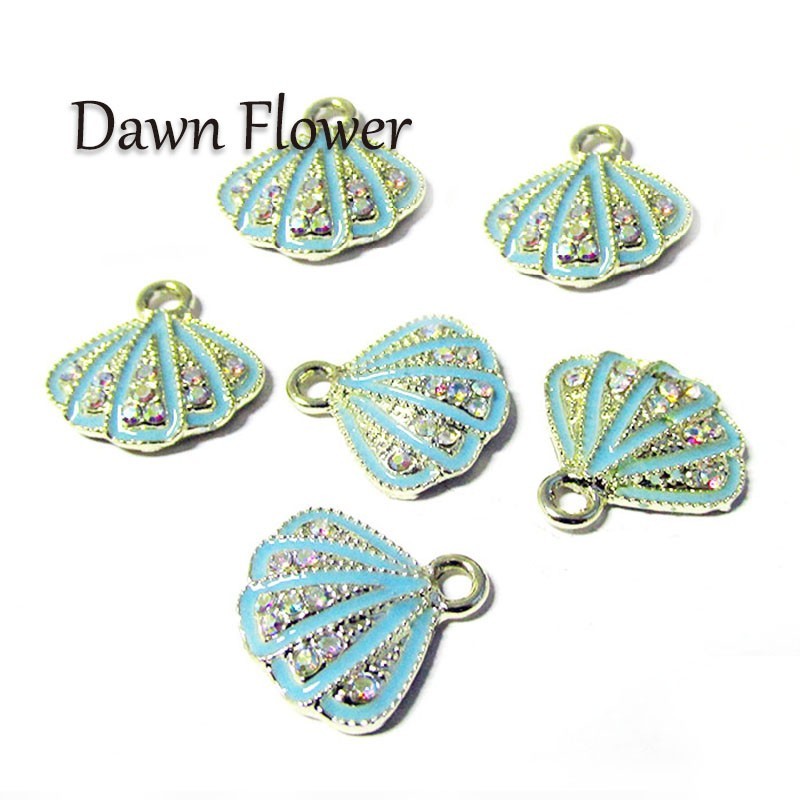 Yahoo!オークション - 【D-1196】5pcs 貝殻 16mm ブルー チャーム ハン...