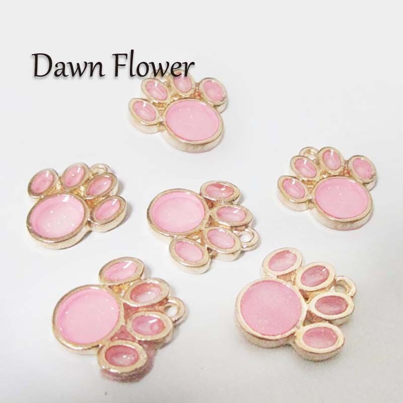 Yahoo!オークション - 【D-1263】10pcs 肉球 18mm ピンク チャーム ハ...