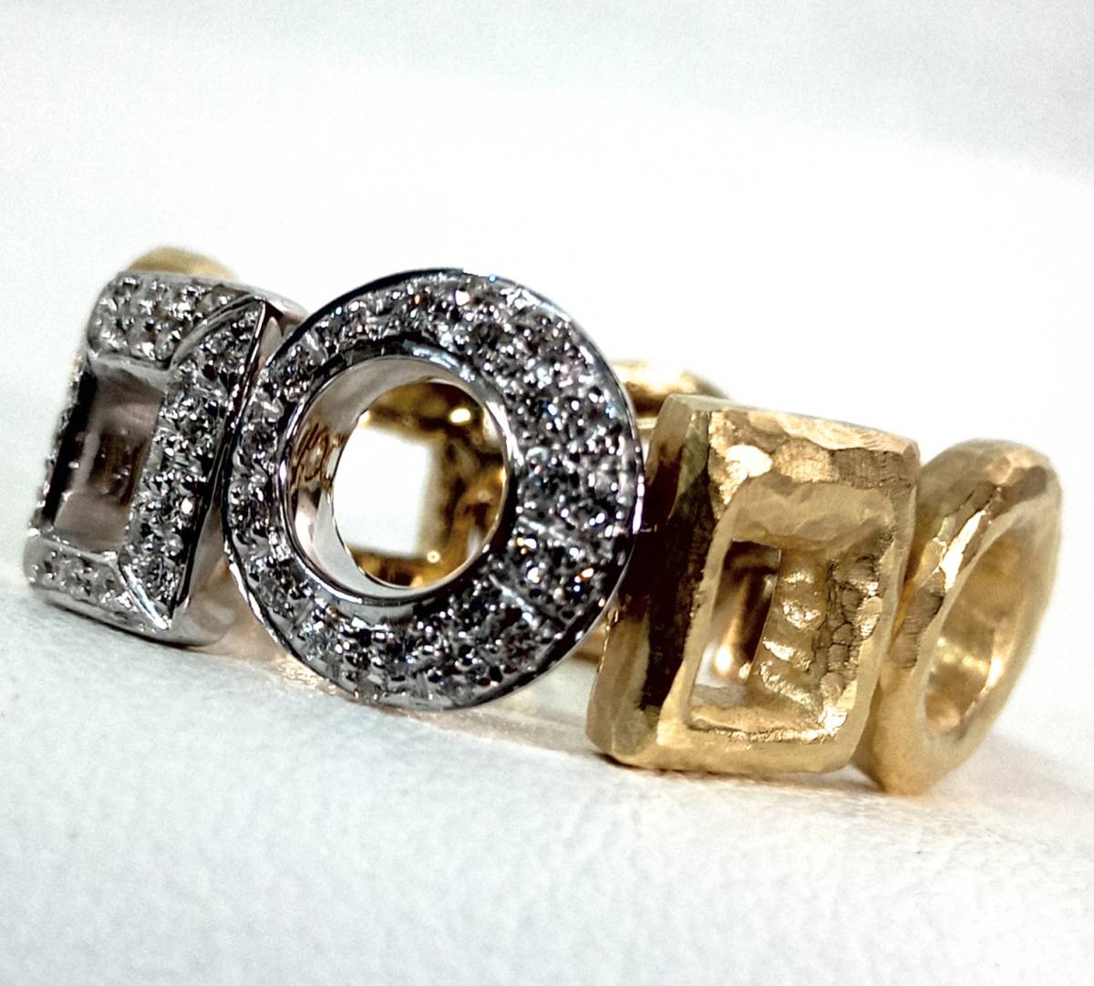 Yahoo!オークション - K18/K18WG／ダイヤ付デザインリング／サイズ26号...