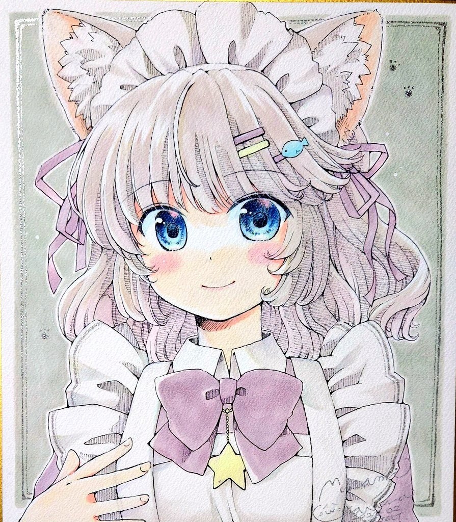 Yahoo!オークション - 直筆イラスト色紙 メイドねこちゃん 大色紙 Yahoo!オークション - 直筆イラスト色紙 メイドねこちゃん 大色紙