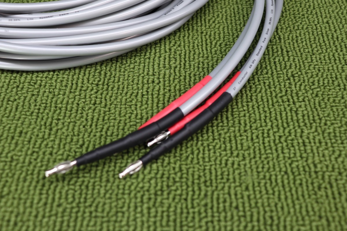 2.5m Audio Note オーディオノート AN-SPx シルバーケーブル99.99％ SILVER 銀線 スピーカーケーブル ペア Pair speaker cable 4本 ...