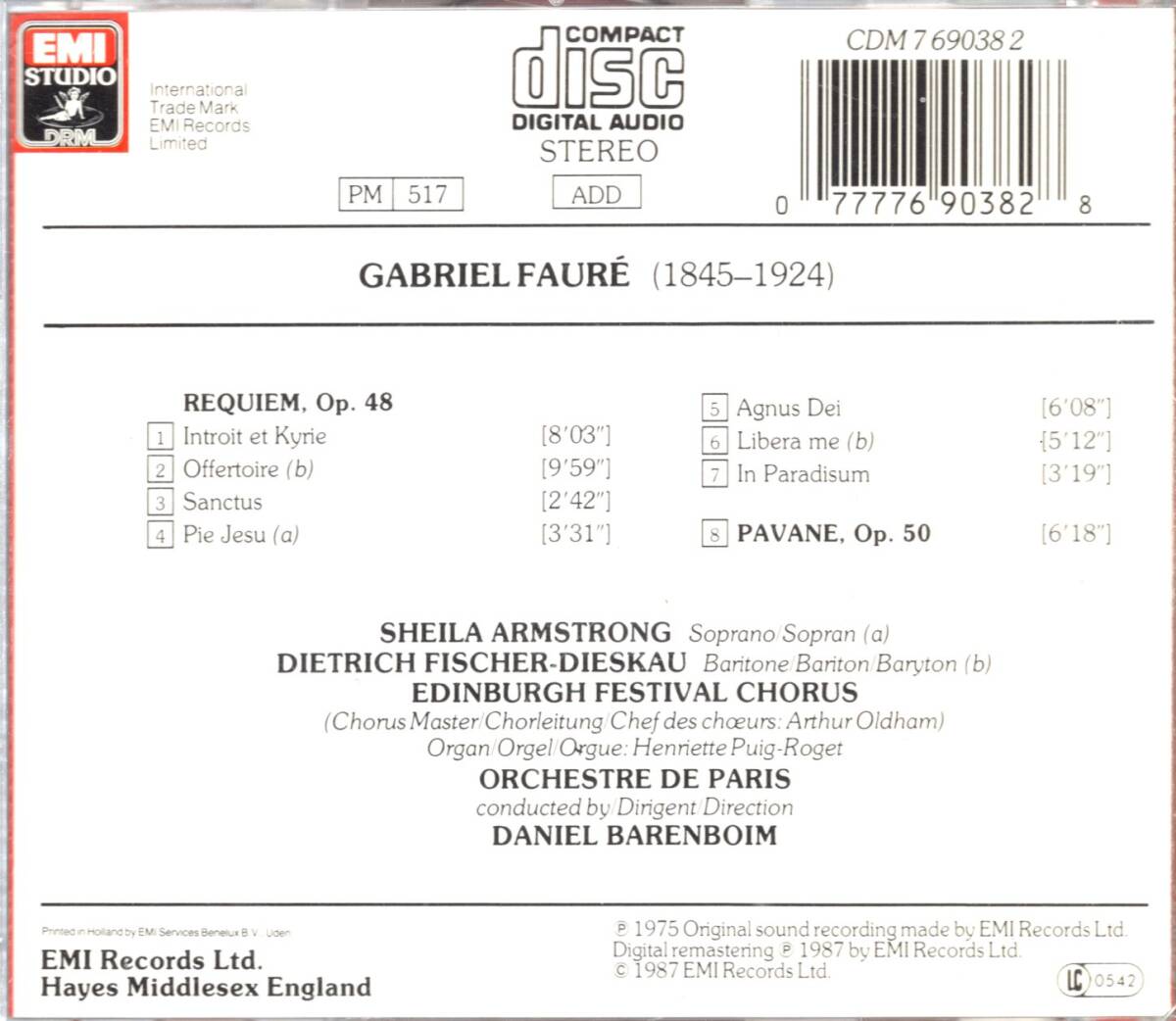 Yahoo!オークション - b359 フォーレ レクイエム／バレンボイム